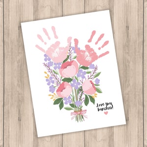 Flower Bouquet Handprint Craft Art, Printable | for Mom or Grandparents ...