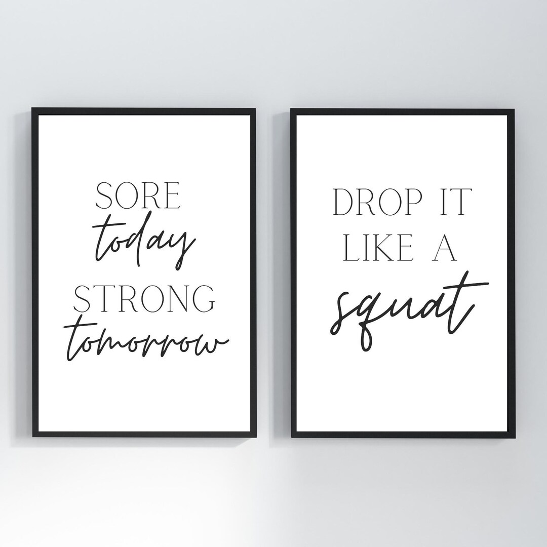 Home Gym Sign, Wall Art Set of 2, Printable Wall Art | Workout ...
