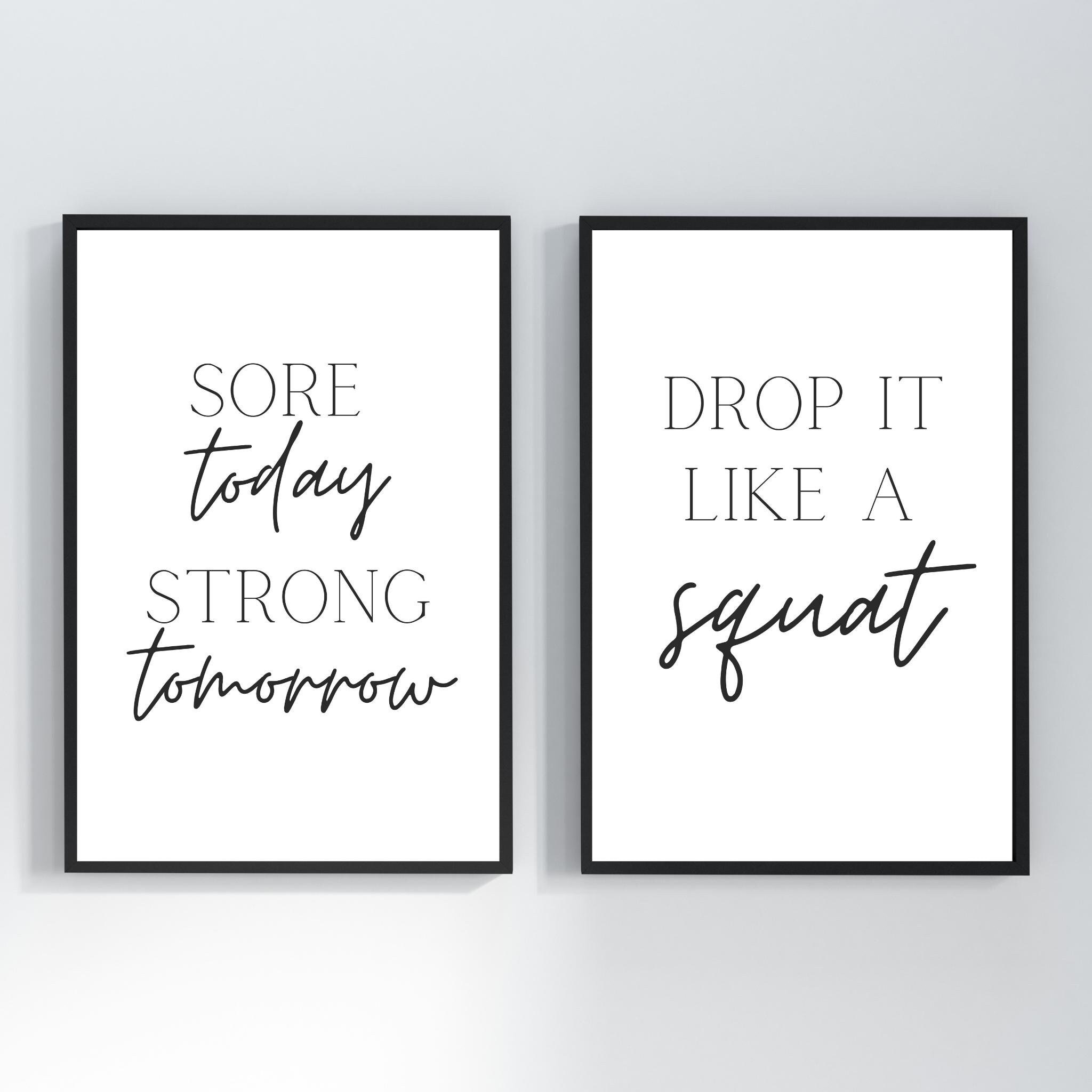 Home Gym Sign Wall Art Set of 2 Printable Wall Art Workout - Etsy