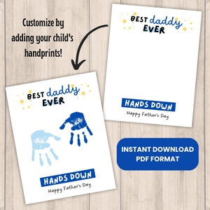 Father's Day Handprint Art Craft, PRINTABLE, Best Dad Hands Down,| Gift ...