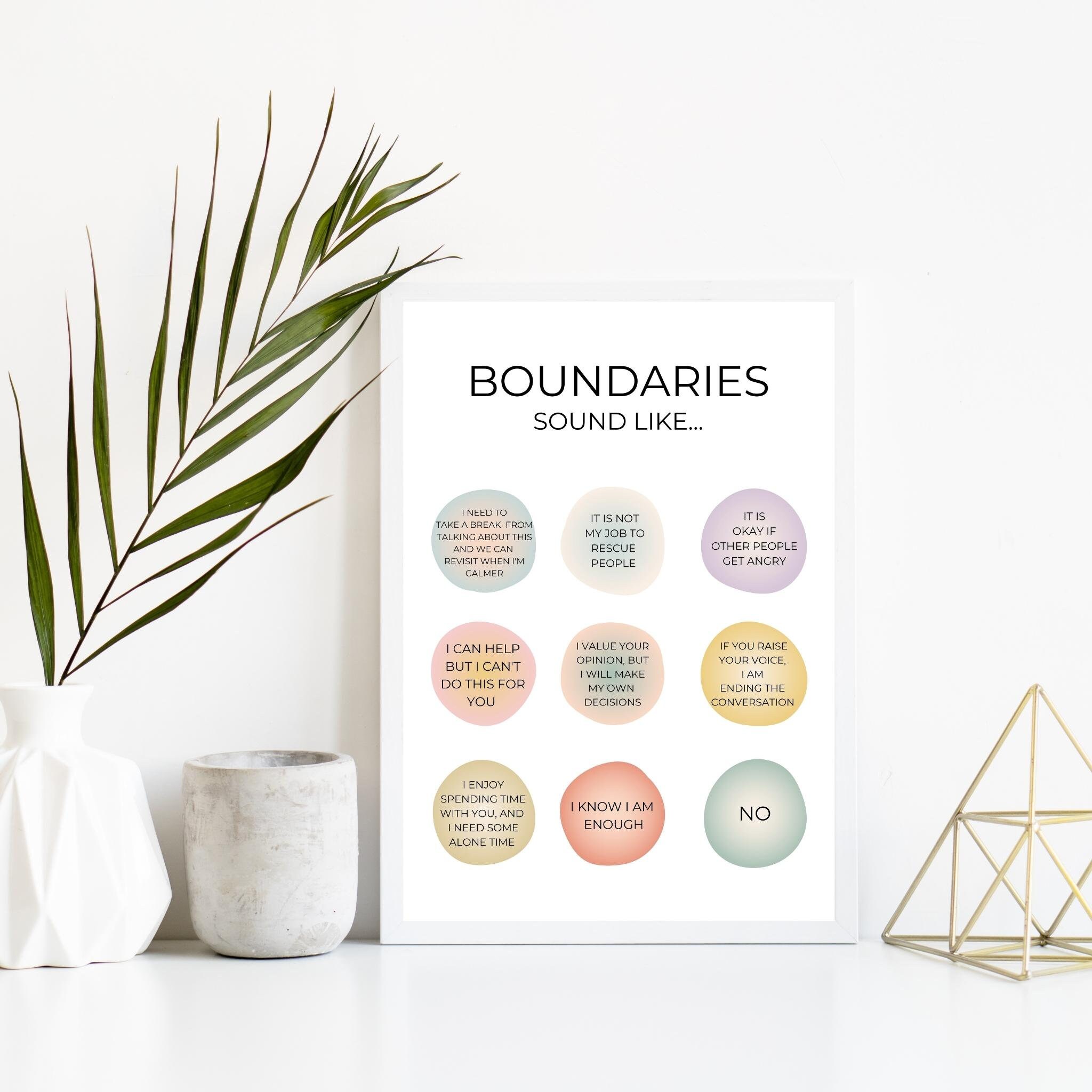 Boundaries Print Mental Health Poster Self Care Art Therapy | Etsy