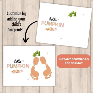 Fall Handprint Art: Hello Pumpkin, Printable | Thanksgiving Footprint ...