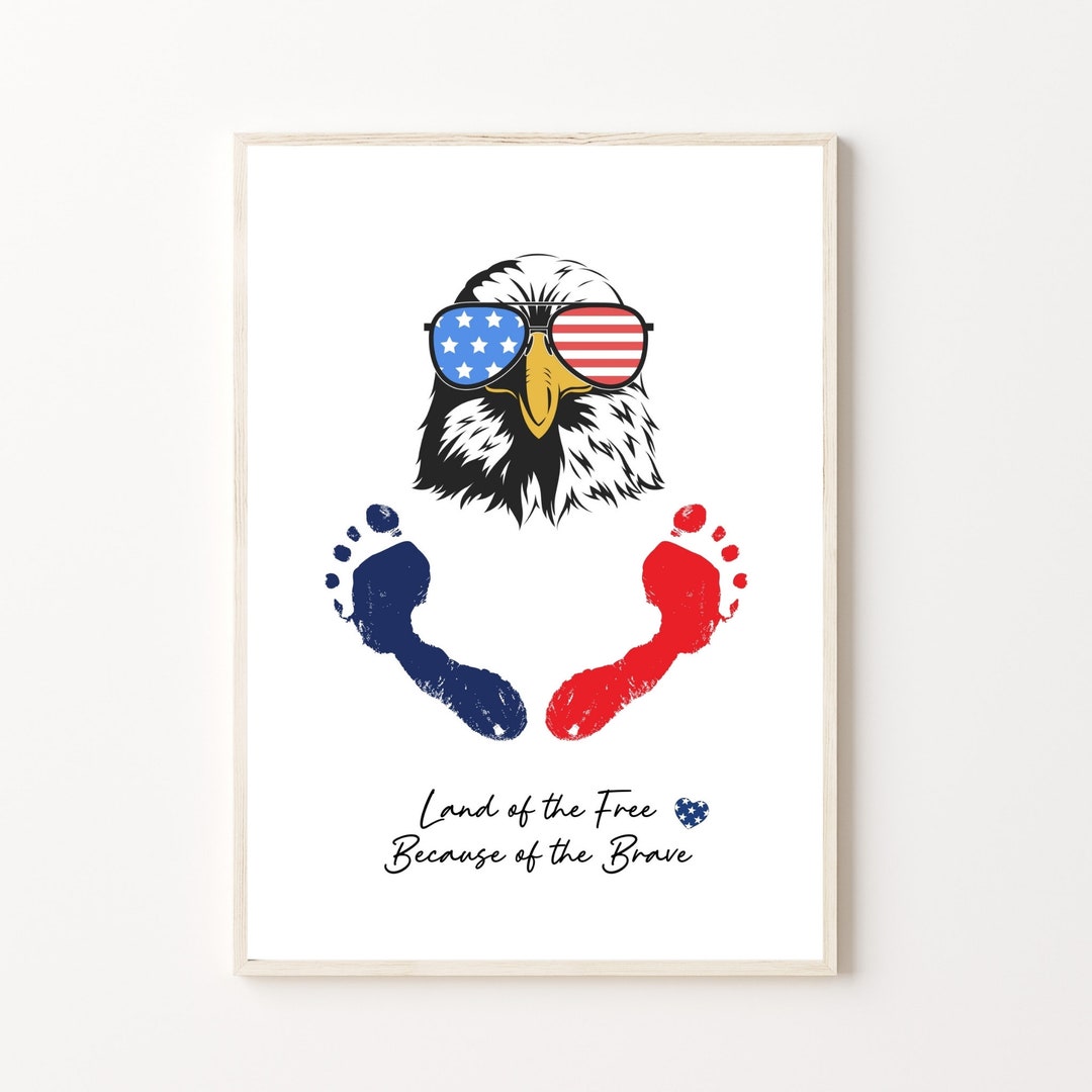Memorial Day, 4th of July Footprint Art Craft, PRINTABLE | Fourth of ...
