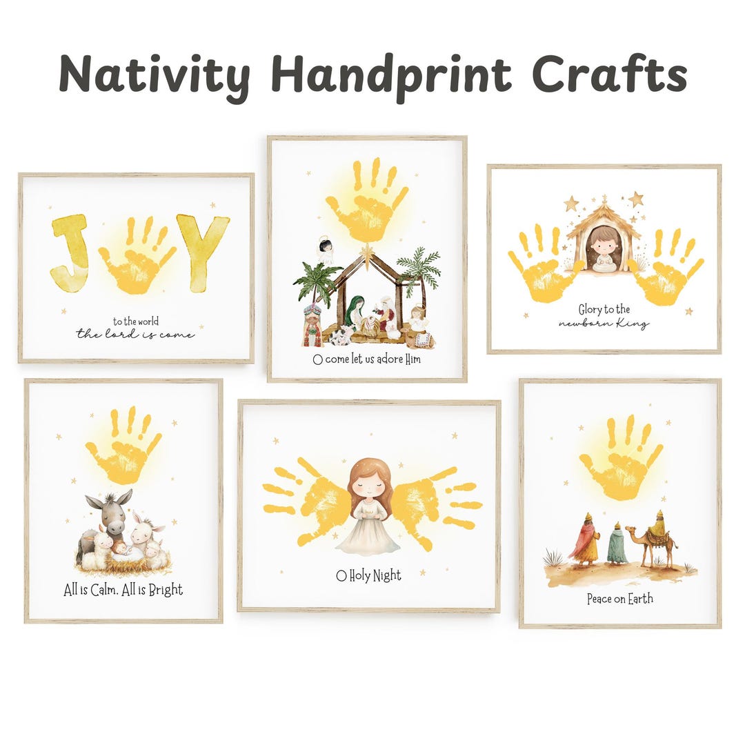 Christmas Nativity Handprint Art Bundle for Kids, Printable | Christian ...