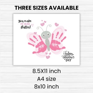 Printable Butterfly Valentines Day Handprint Art Craft, Preschool, Baby ...
