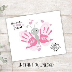 Printable Butterfly Valentines Day Handprint Art Craft, Preschool, Baby ...
