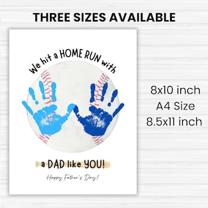 Fathers Day Baseball Handprint Art Craft, PRINTABLE | Gift for Dad From ...