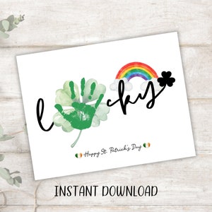 St Patricks Day Handprint Art Craft, Printable | Saint Patricks Day ...