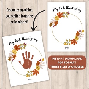 Baby's My 1st First Thanksgiving Footprint Craft, Printable Baby ...