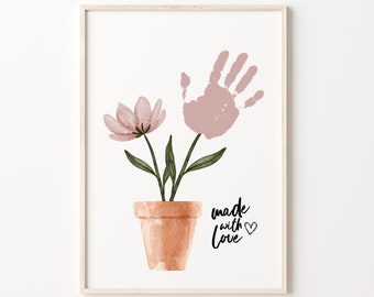 Flower Handprint Craft Art, Printable for Mom or Grandma Handprint ...