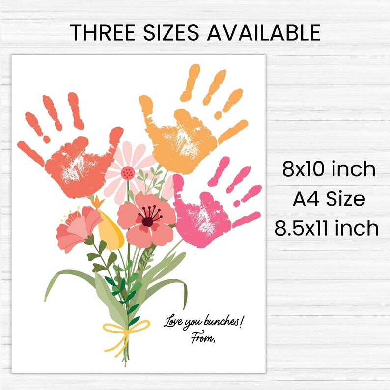 Flower Handprint Craft Art Printable for Mom or - Etsy