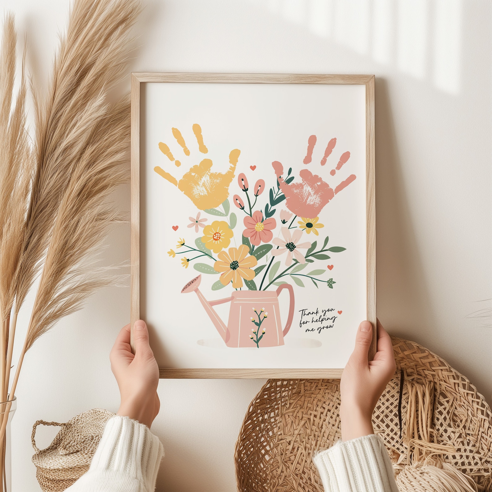 Flower Handprint Craft Art, Printable Mothers Day, for Mom or Grandma ...