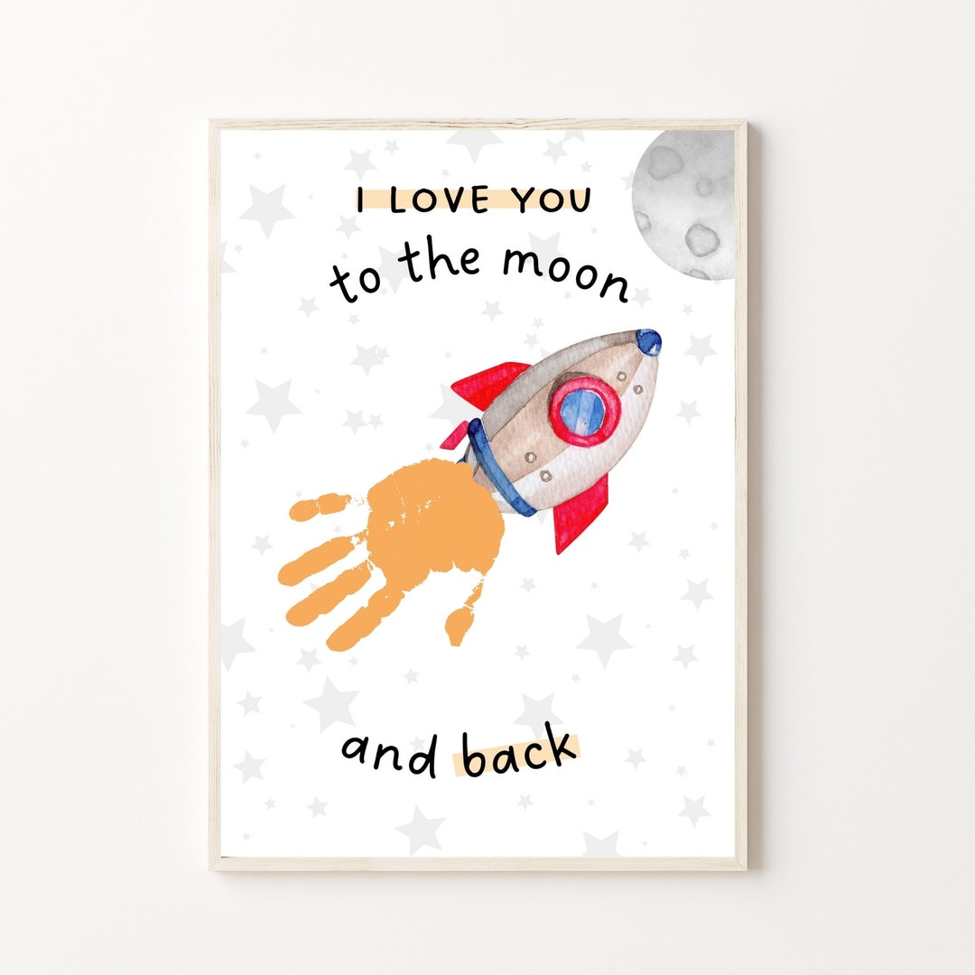 Rocket Handprint Art Craft, PRINTABLE Gift for Dad, Mom, Grandma ...