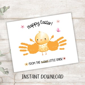 Easter Chick Handprint Art Craft, Printable | Kids Baby Toddler or ...