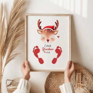 Christmas Reindeer Handprint Art, Printable | Xmas Footprint Craft ...