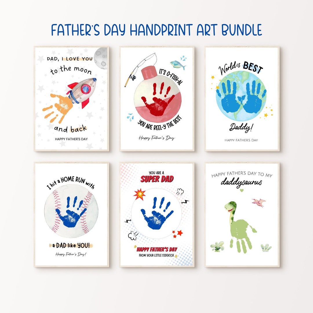 Father's Day Handprint Art Craft Bundle, PRINTABLE| Gift for Dad From ...