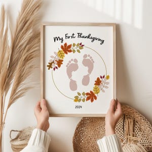 Baby's My 1st First Thanksgiving Footprint Craft, Printable | Baby ...