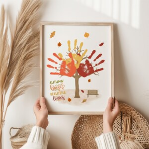 Fall Handprint Craft, Printable | Tree Leaves Handprint Art, Autumn ...