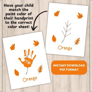 Printable Fall Leaves Color Matching Handprint Art – Fall Craft for ...