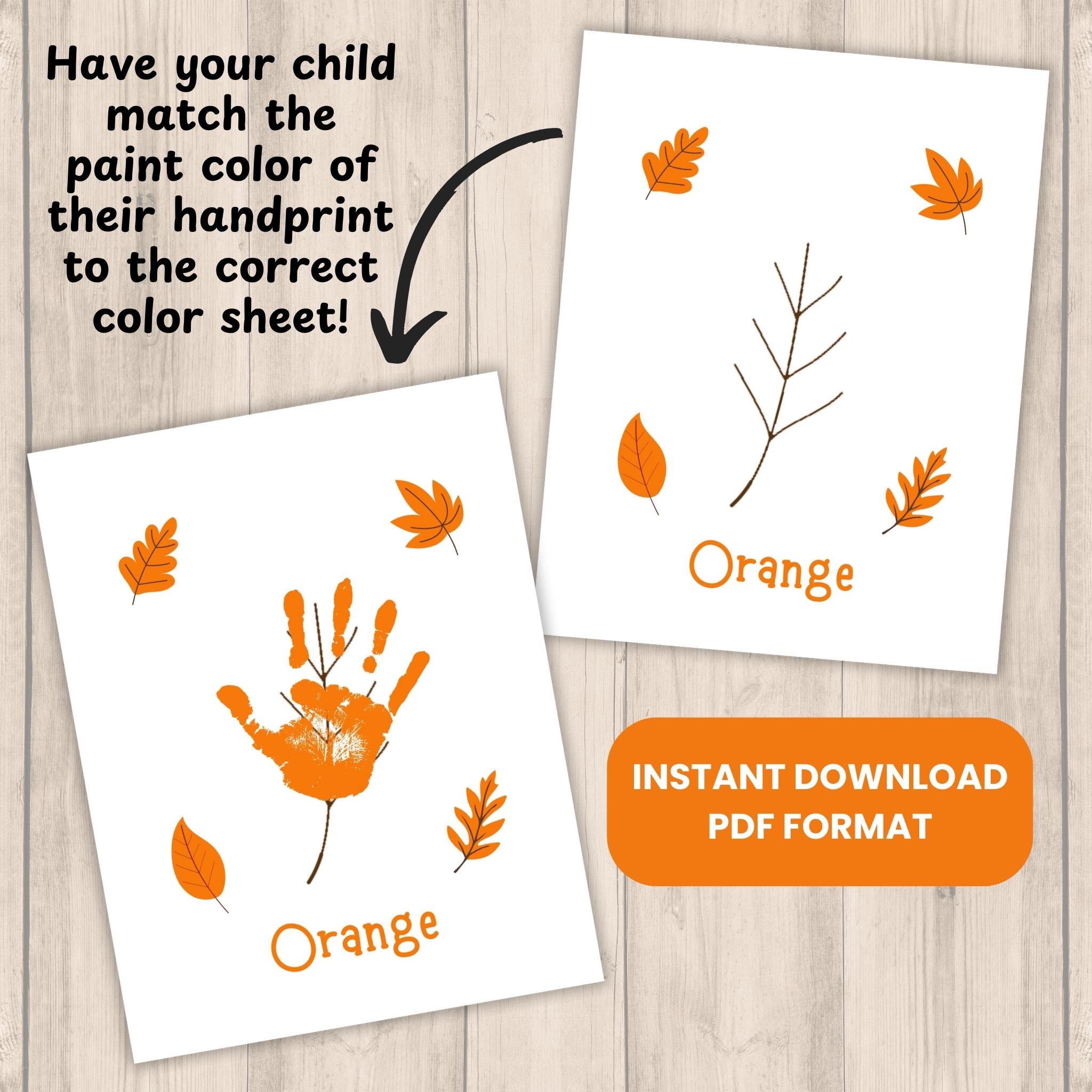 Printable Fall Leaves Color Matching Handprint Art – Fall Craft for ...