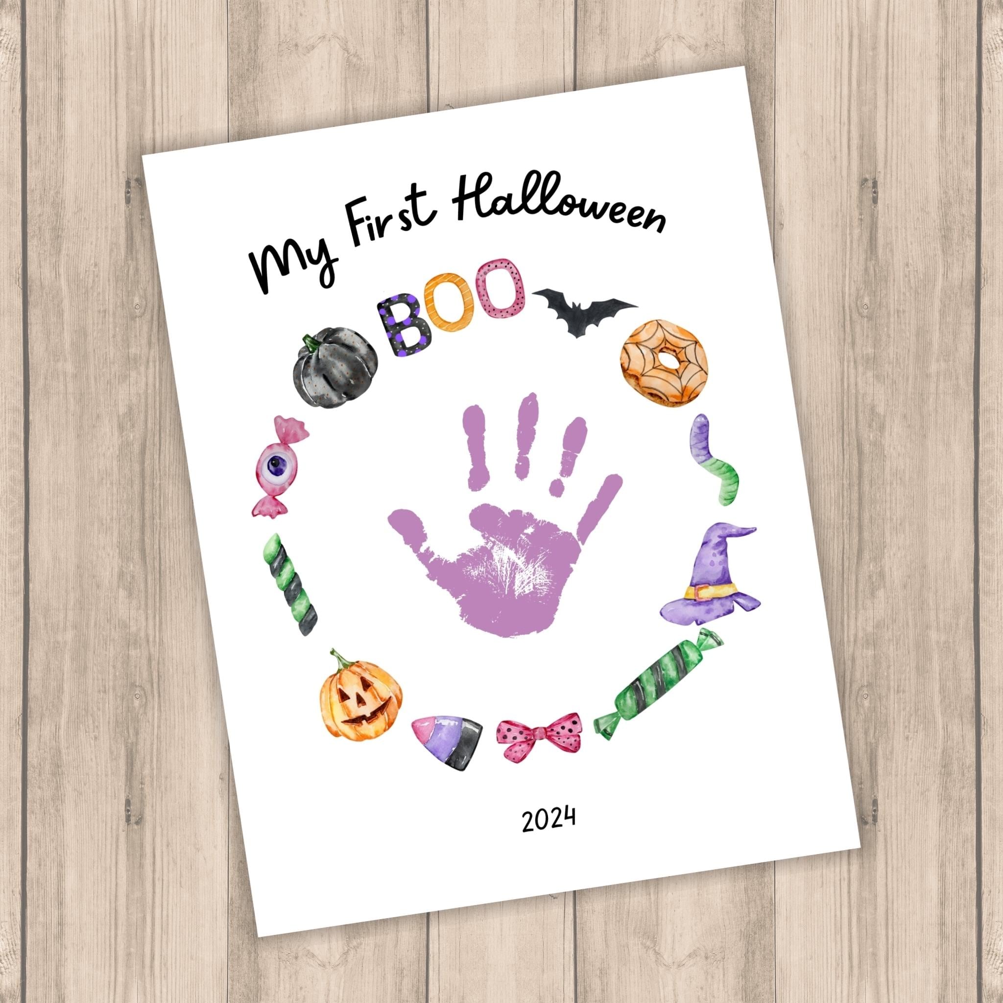Baby's 1st First Halloween Handprint Footprint Craft, Printable | Baby ...