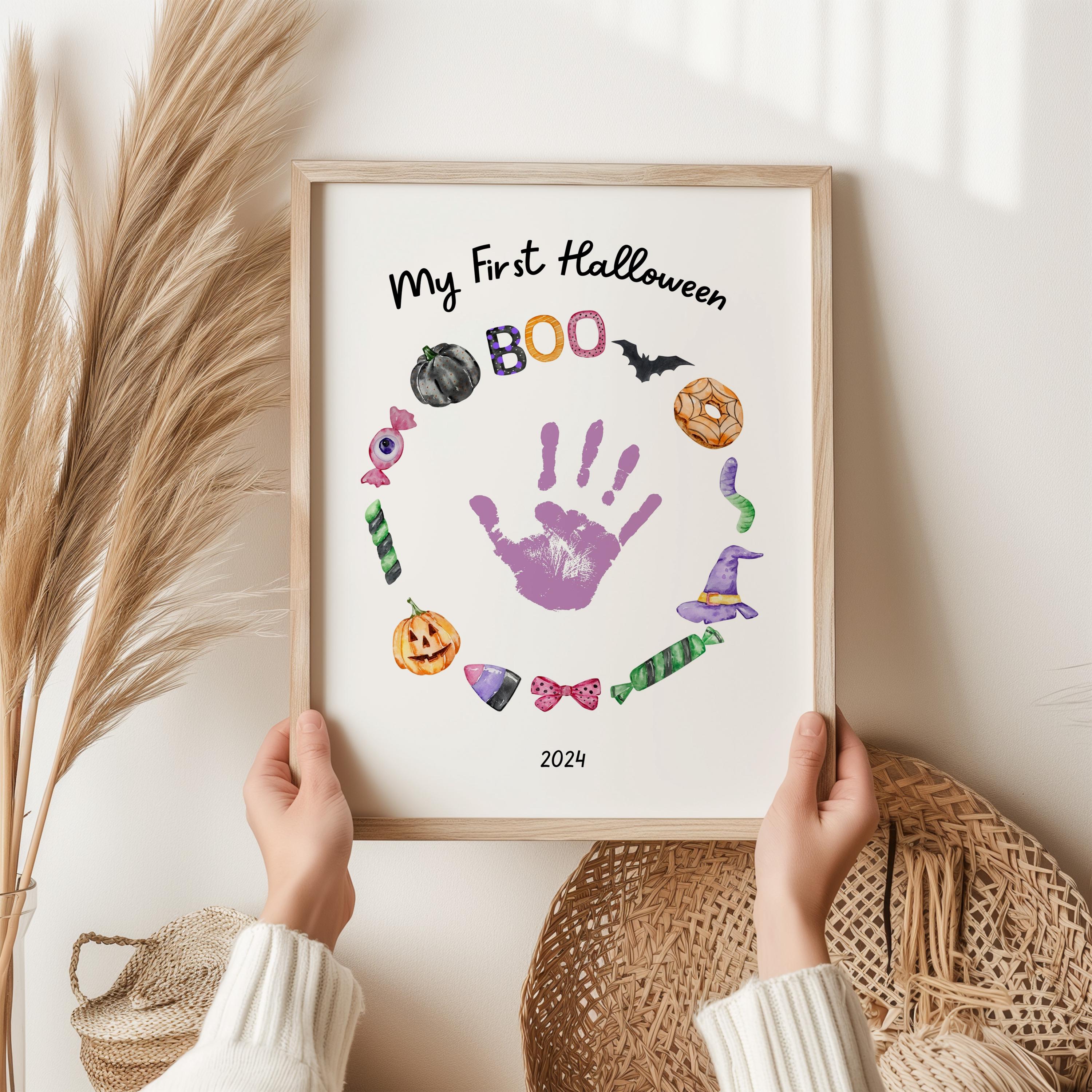 Baby's 1st First Halloween Handprint Footprint Craft, Printable | Baby ...