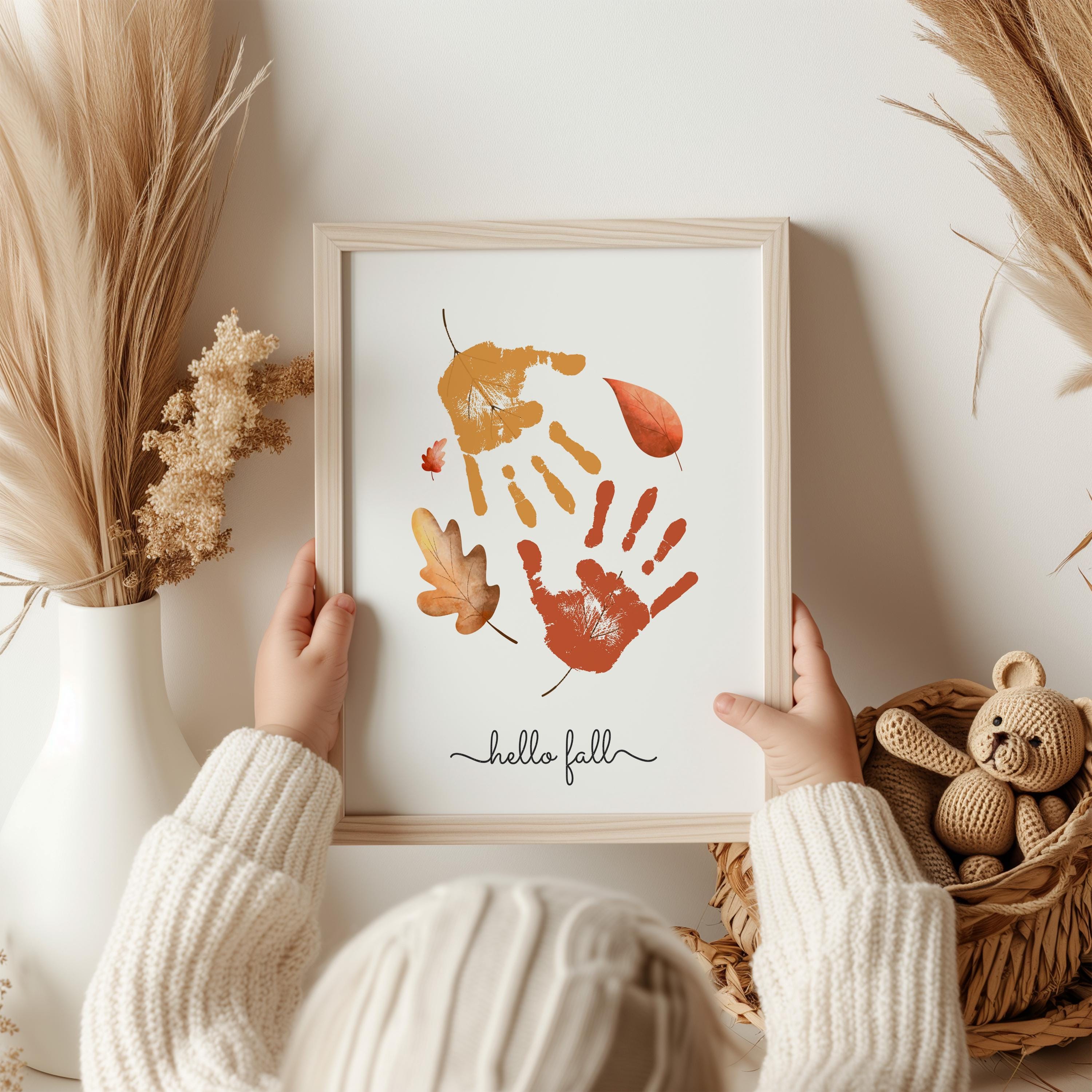 Fall Handprint Craft, Printable | Leaves Handprint Art, Autumn, Kids ...