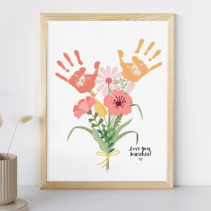 Flower Handprint Craft Art, Printable for Mom or Grandparents Handprint ...