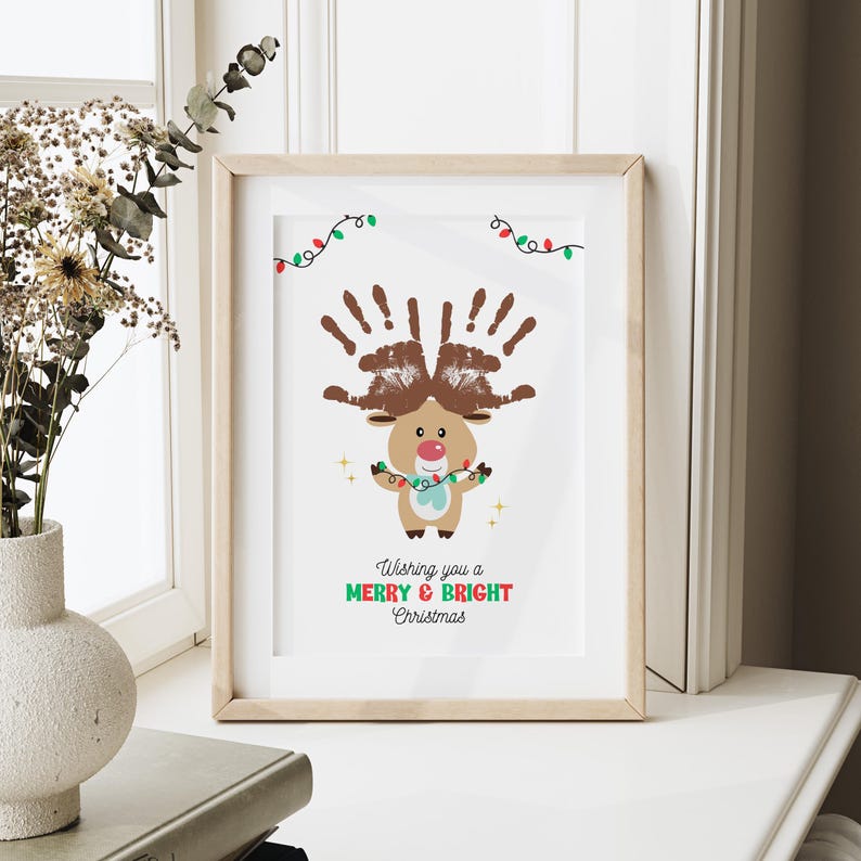 Christmas Reindeer Handprint Art, Printable | DIY Xmas Gift for Parents ...