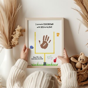 Fathers Day Football Handprint Art Craft, PRINTABLE | Sports Gift for ...