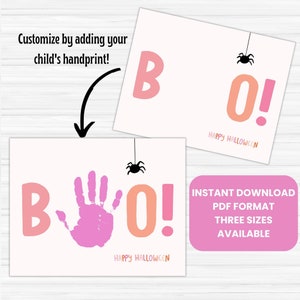 Halloween Pink Boo Handprint Art Craft, PRINTABLE | Halloween ...