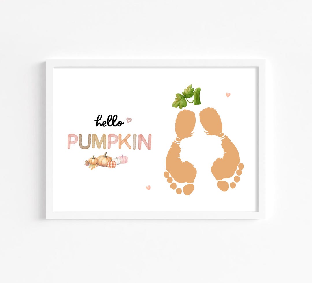 Fall Handprint Art: Hello Pumpkin, Printable | Thanksgiving Footprint ...