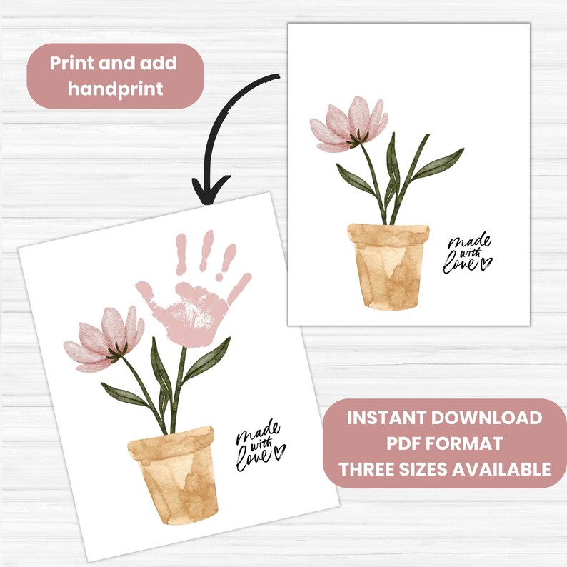 Flower Handprint Craft Art Mothers Day Activity for Mom or - Etsy