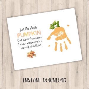 Printable Pumpkin Handprint Art | Fall Poem Craft for Kids | Preschool ...
