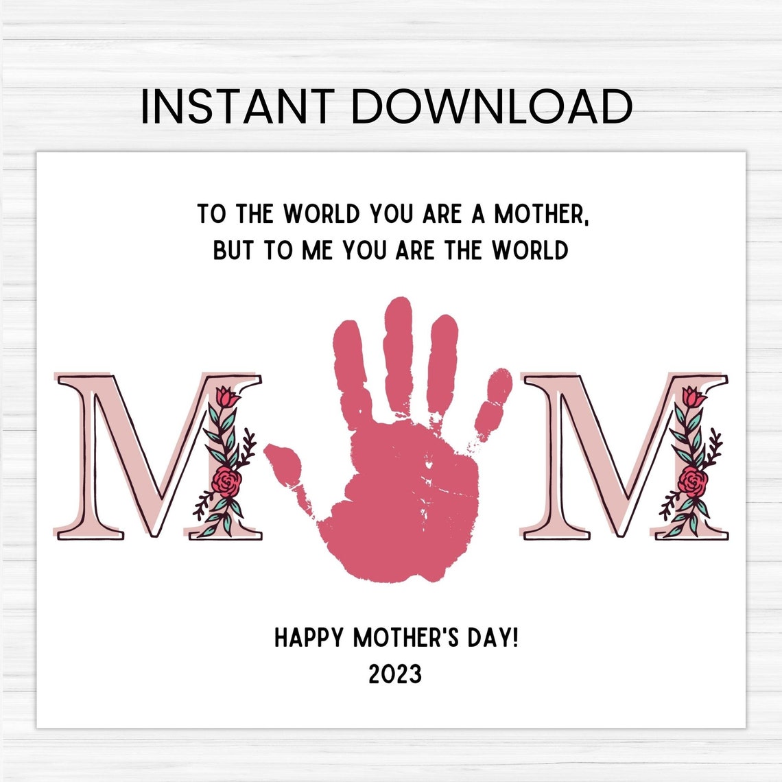 Mother's Day Handprint Art Printable Craft for Mom From - Etsy