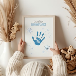 Printable Winter Snowflake Handprint Art | Snow Handprint Craft ...