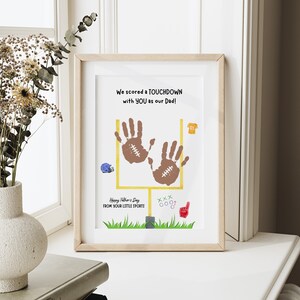 Fathers Day Football Handprint Art Craft, PRINTABLE | Sports Gift for ...