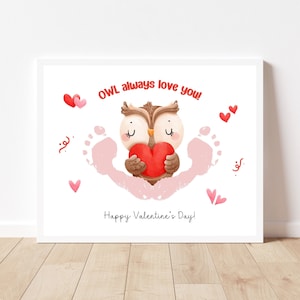 Printable Valentines Footprint Art Craft for Baby, Valentines Day Craft ...