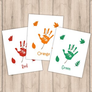 Printable Fall Leaves Color Matching Handprint Art – Fall Craft for ...