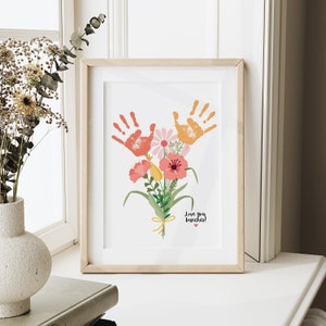 Flower Handprint Craft Art, Printable | for Mom or Grandma Handprint ...