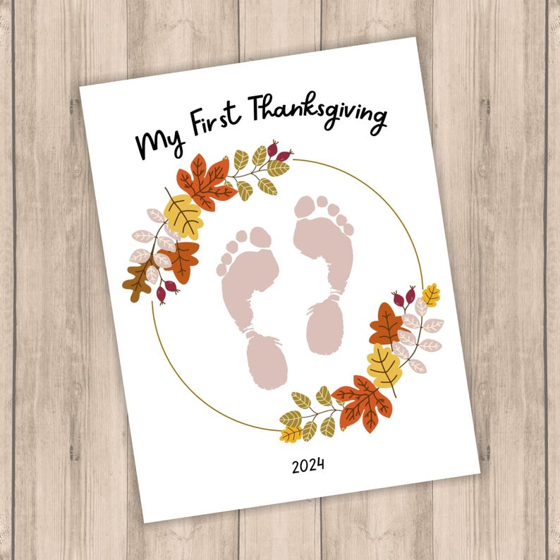 Baby's My 1st First Thanksgiving Footprint Craft, Printable | Baby ...