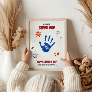 Fathers Day Super Hero Handprint Art Craft, PRINTABLE | Gift for Dad ...
