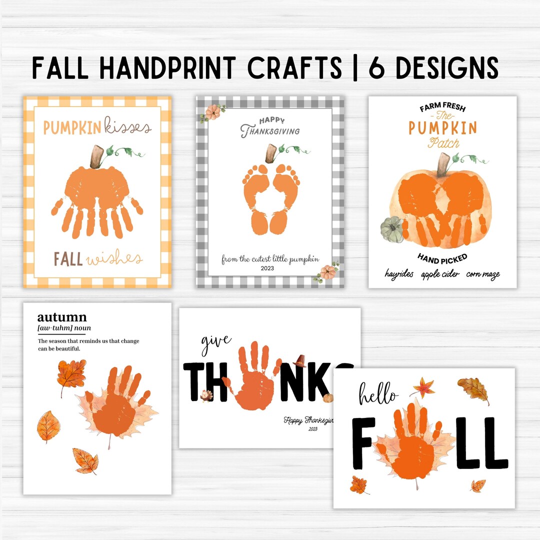 Fall Handprint Craft Bundle, Thanksgiving Printable Autumn Leaves ...