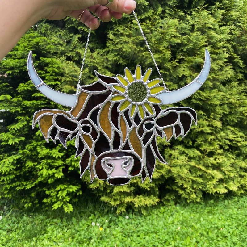 Stained Glass Cow - Etsy