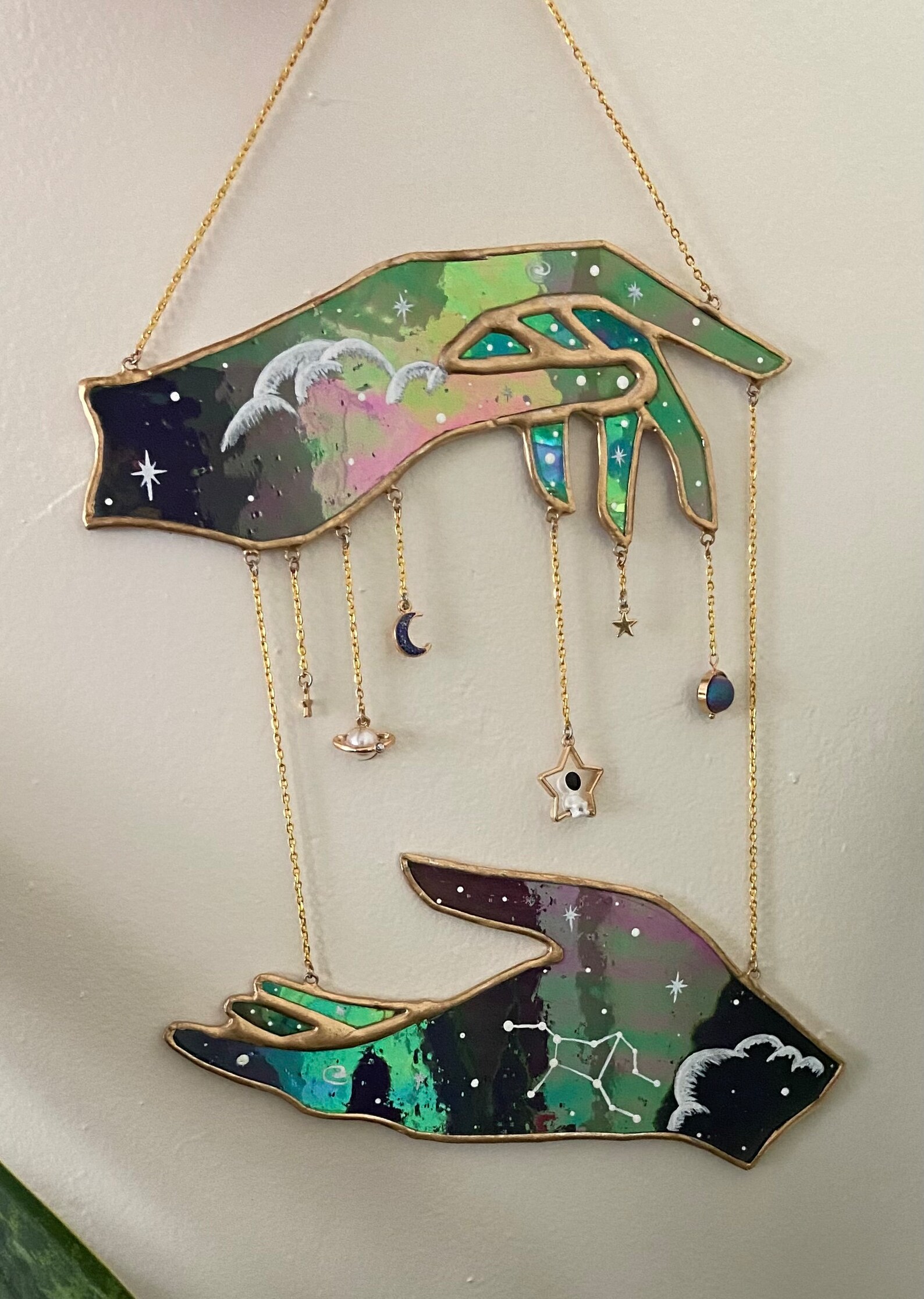 Stained Glass Gold Solar System Hands - Etsy