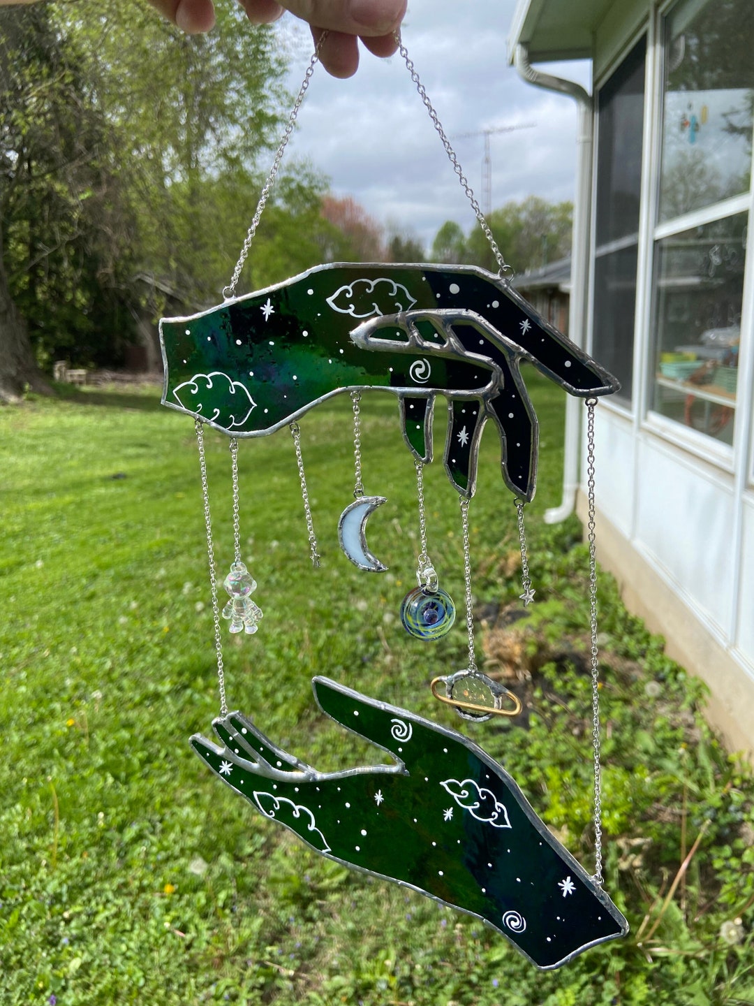 Stained Glass Silver Solar System Hands - Etsy