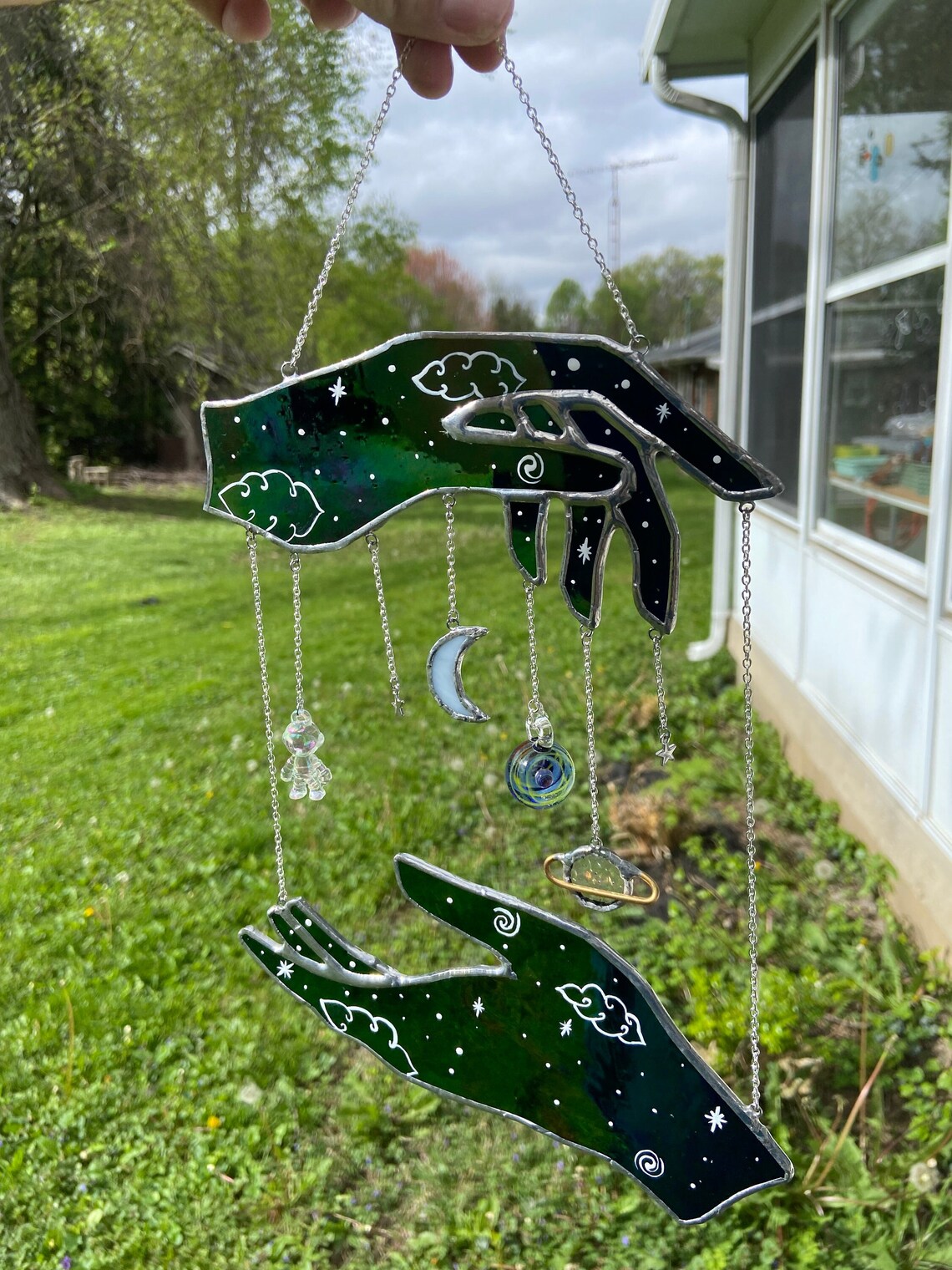 Stained Glass Silver Solar System Hands - Etsy