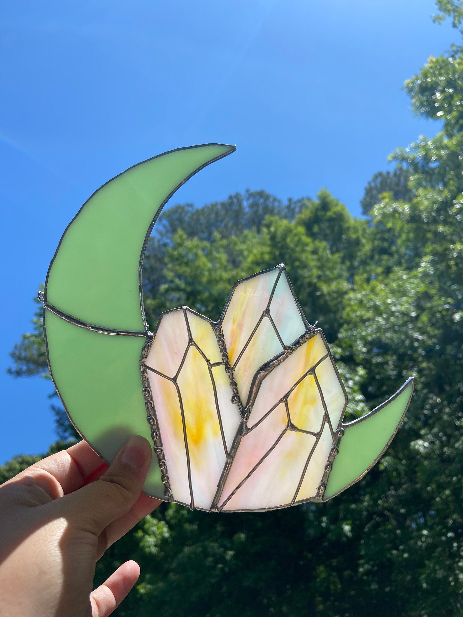 Stained Glass Crystal Moon - Etsy