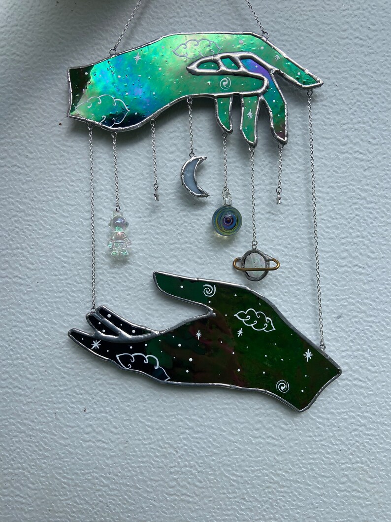 Stained Glass Silver Solar System Hands - Etsy