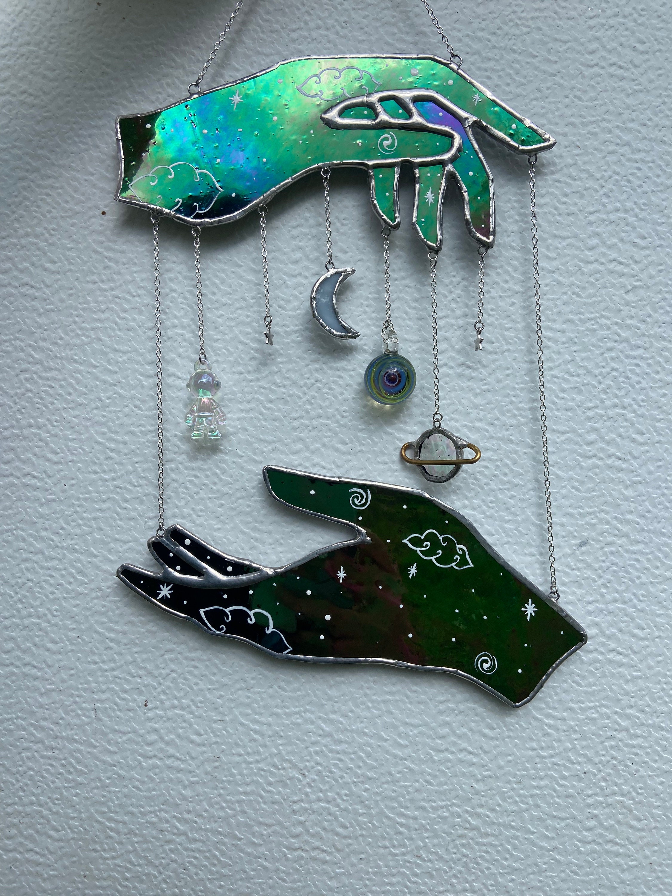 Stained Glass Silver Solar System Hands - Etsy